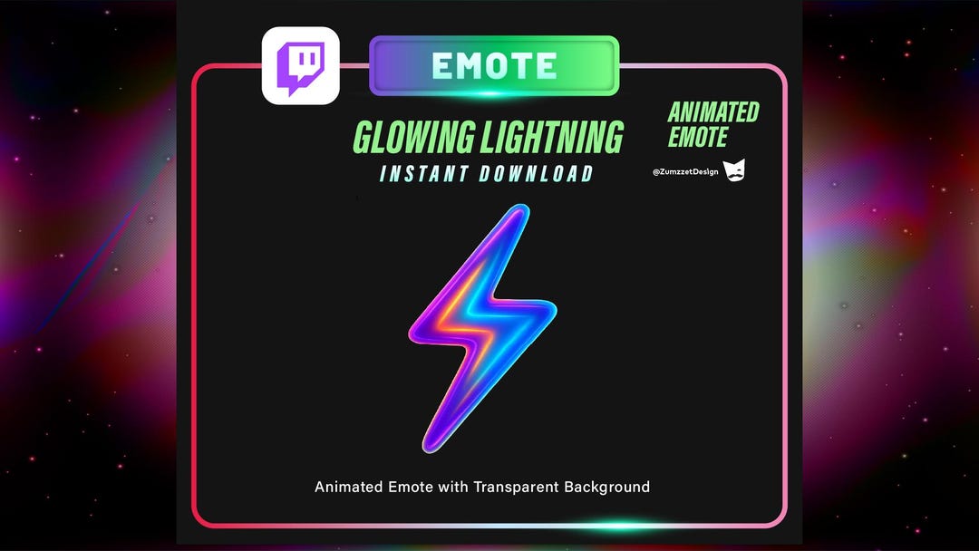 Animated Glowing Rave Lightning Emote for Twitch: EDM DJ Streamer ...