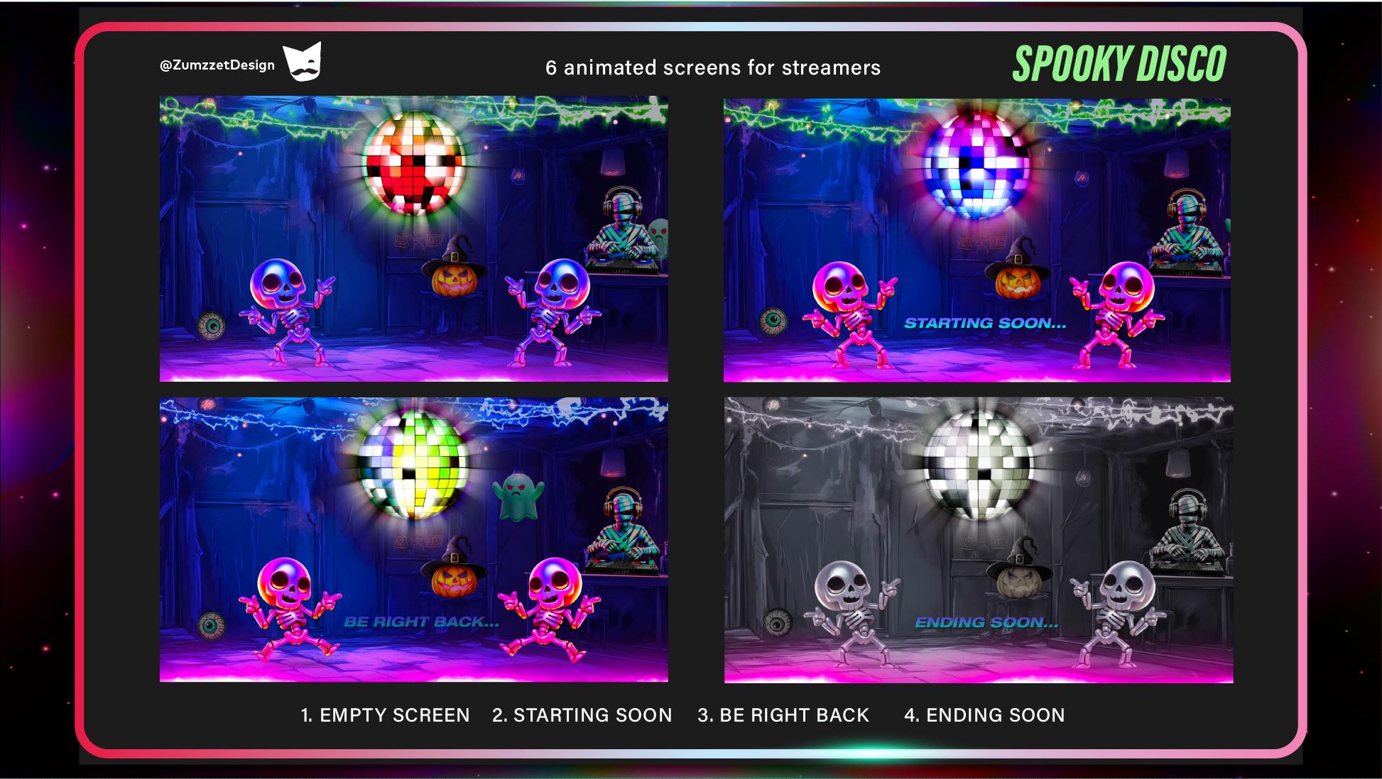 Spooky Halloween Animated Stream Screens: Rave Music Vtuber Background ...