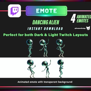 ANIMATED 4 Dancing Alien Emote for Twitch, Music Emote, Dj Emote ...
