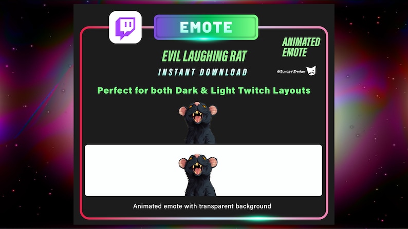 ANIMATED Evil Rat Emote for Twitch, Streamer, Gaming, Streaming, Stream ...