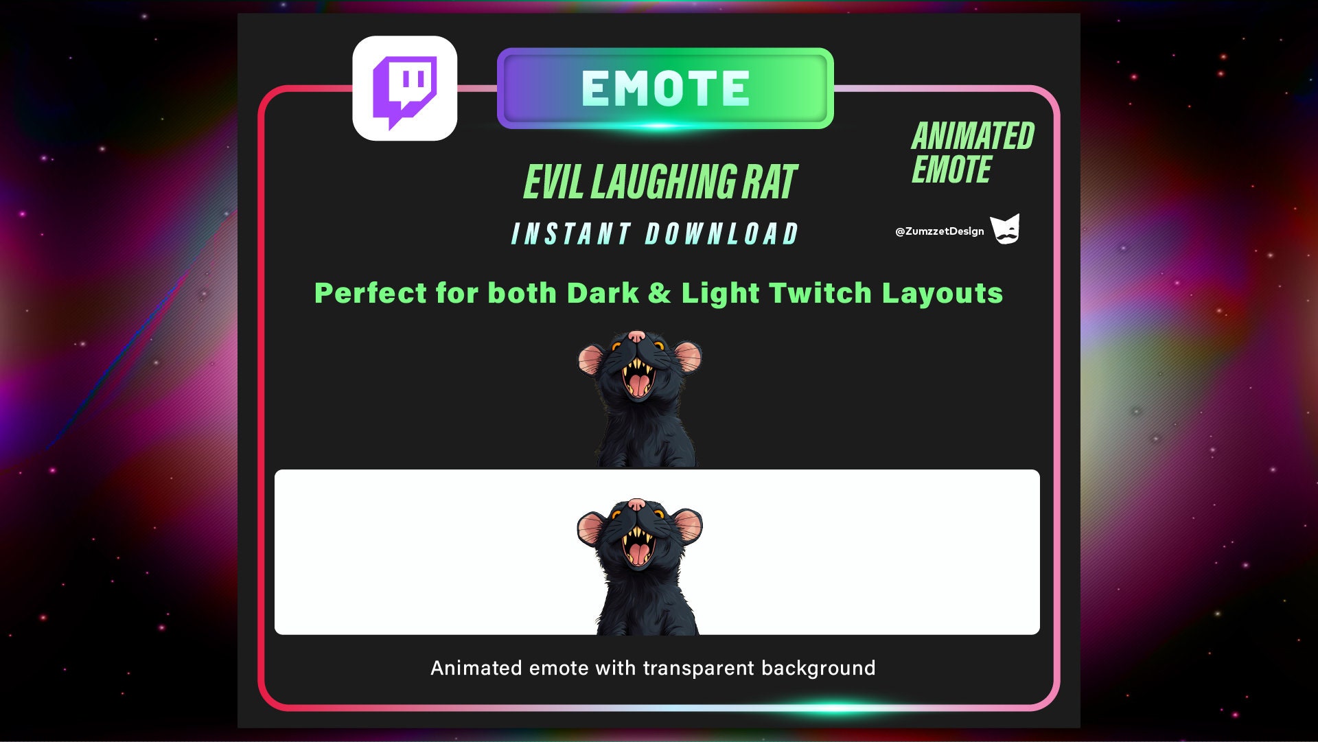ANIMATED Evil Rat Emote for Twitch, Streamer, Gaming, Streaming, Stream ...