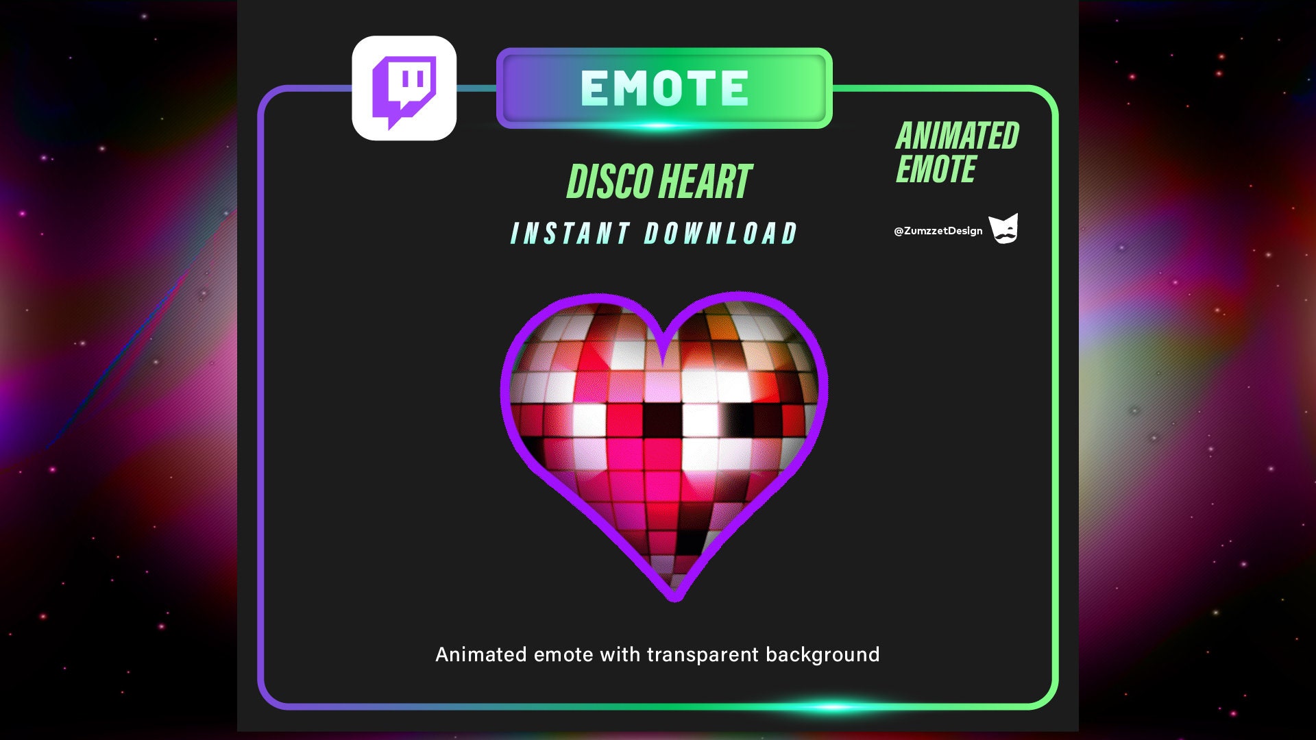 ANIMATED Heart Disco Ball Emote for Twitch, Streamer, Gaming, Streaming ...