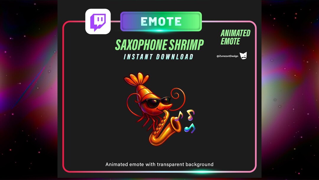 Animated Saxophone Shrimp Emotes for Twitch (digital Download, 112px ...