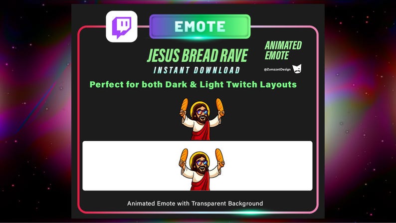 Animated Dancing Jesus Twitch Emote: Rave Party Bread Dance (digital ...