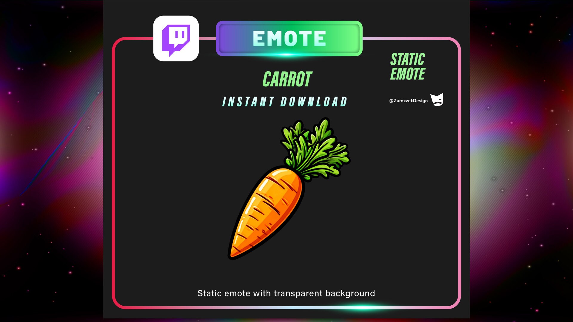 STATIC Carrot Emote for Twitch, Streamer, Gaming, Streaming, Stream ...