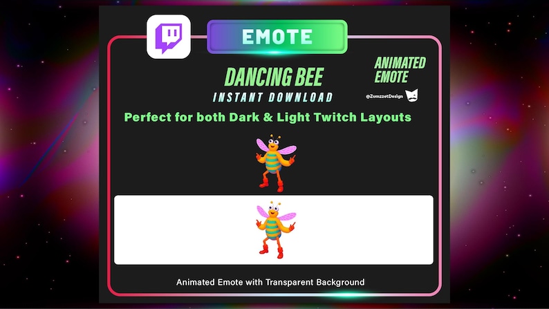Animated Rave Bumblebee Twitch Emote: Neon Techno Music (digital ...