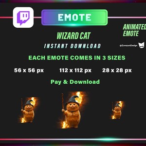 ANIMATED Wizard Cat Twitch, Streamer, Gaming, Streaming, Stream Emotes ...