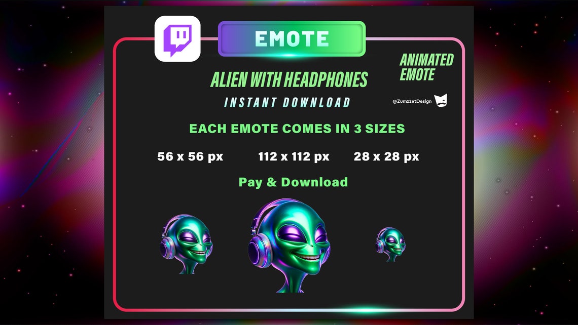 ANIMATED Neon Alien DJ Emote for Twitch, Streamer, Gaming, Streaming ...