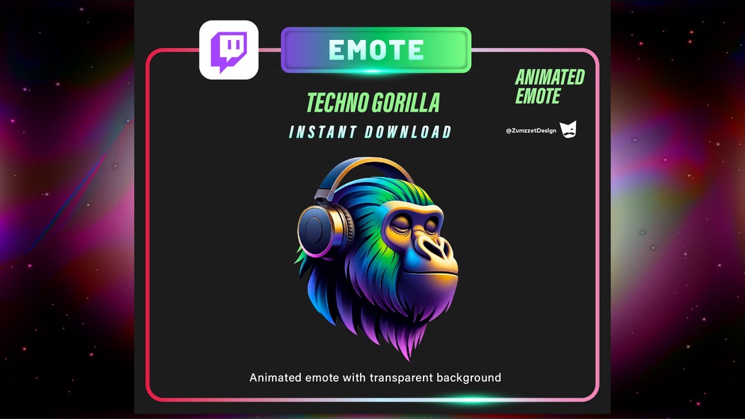 Animated Techno Gorilla Emote for Twitch (digital Download) - Etsy