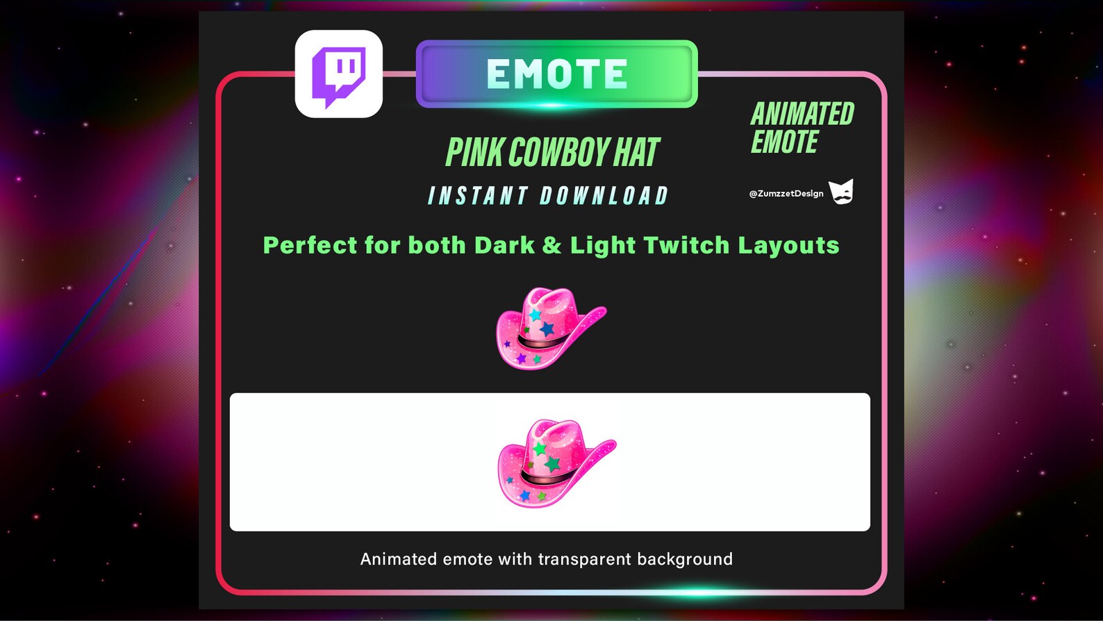 ANIMATED Pink Cowboy Cowboy Western Hat Emote for Twitch, Streamer ...