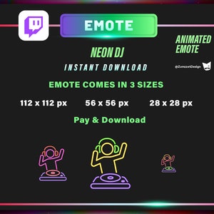 ANIMATED Neon DJ Emote for Twitch, Streamer, Gaming, Streaming, Stream ...