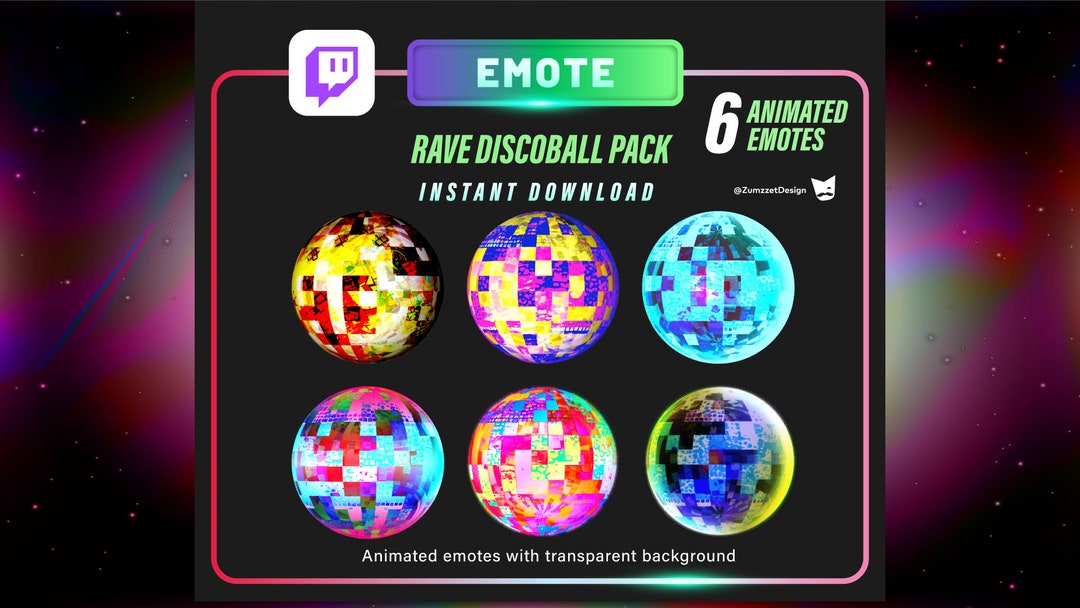 ANIMATED 6 PACK of Disco Ball Emote for Twitch, Streamer, Streaming ...