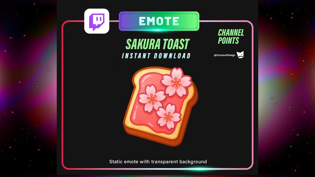 STATIC Sakura Pink Toast and Channel Point for Twitch, Streamer, Bread ...