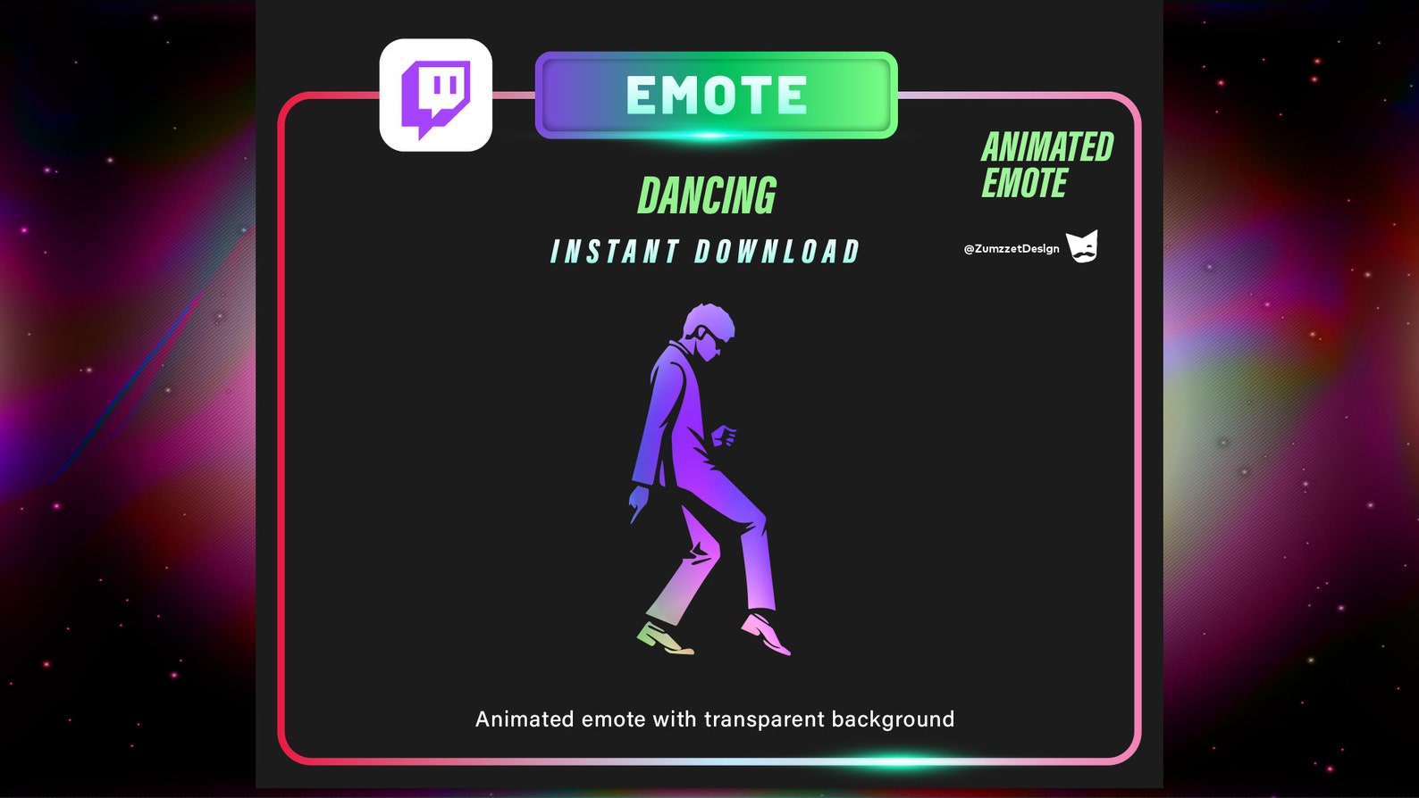 ANIMATED Neon Moonwalk Dancing Emote Set for Twitch, Streamer, Stream ...