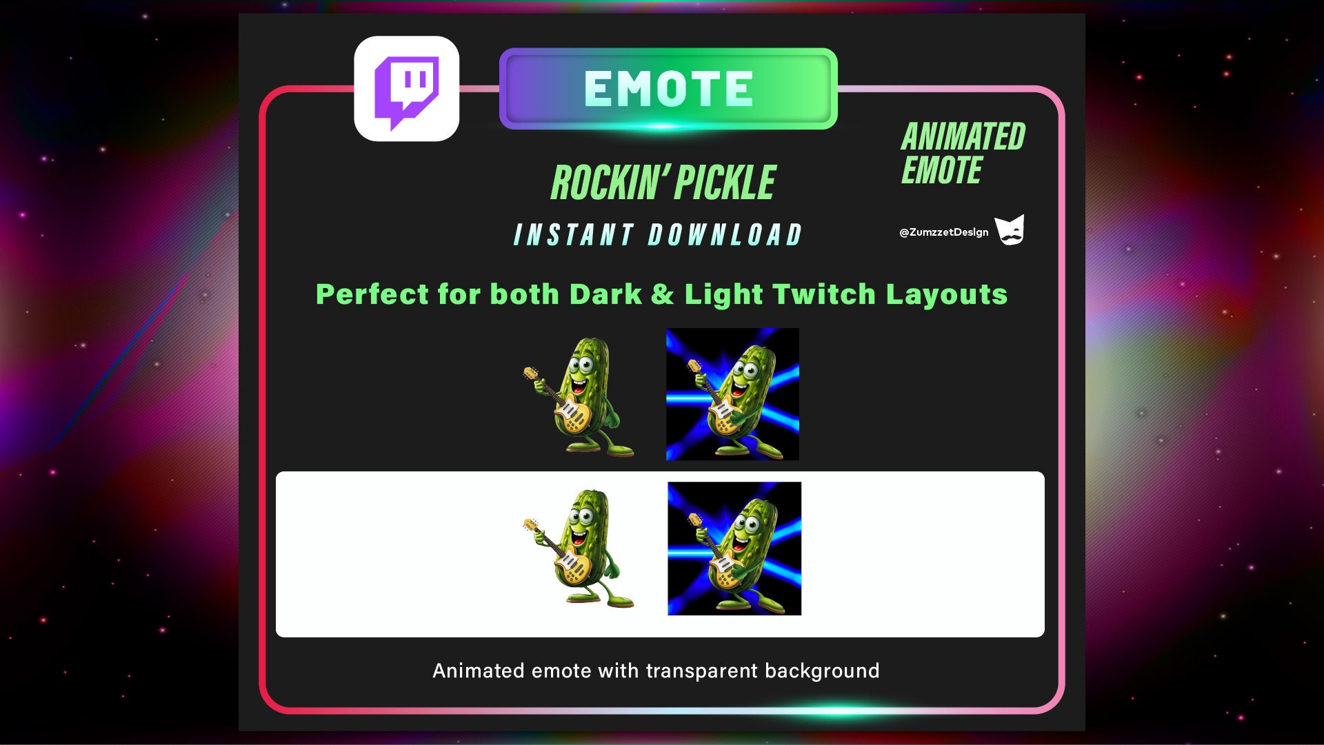 ANIMATED Pickle for Twitch, Streamer, Stream Emotes, Music Emote ...
