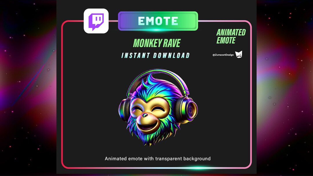 Animated Techno Monkey Rave Emote for Twitch (digital Download) - Etsy