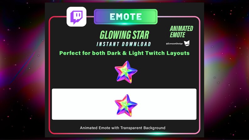 Animated Glowing Star Emote: Twitch Streamer EDM Music (digital ...