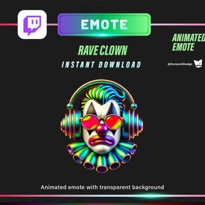 ANIMATED Neon DJ Clown Emote for Twitch, Streamer, Gaming, Streaming ...