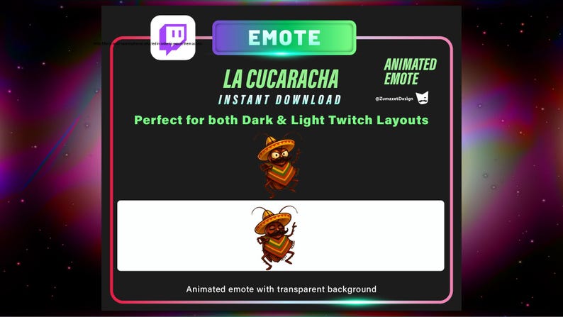 Animated Dancing Cockroach Twitch Emote: EDM Streamer Design (digital ...