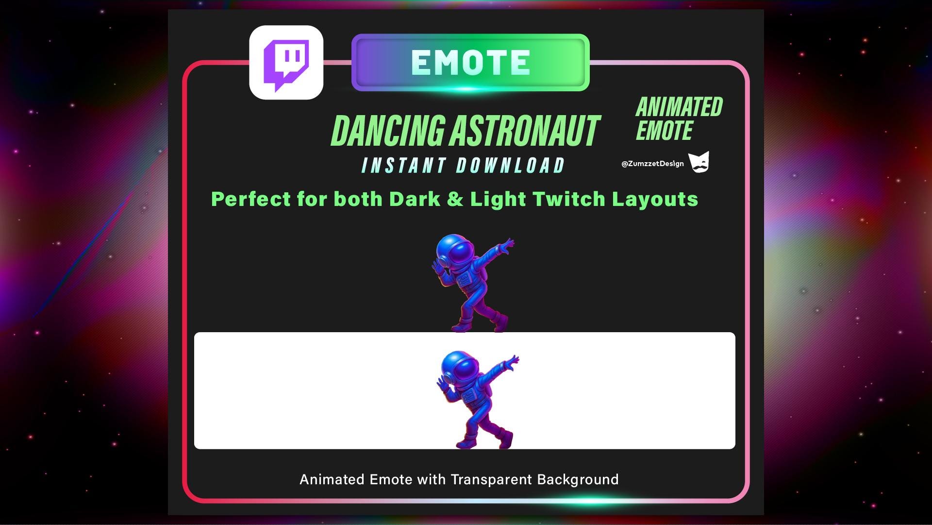 Animated Neon Astronaut Emote: Disco Rave Twitch Stream (digital ...