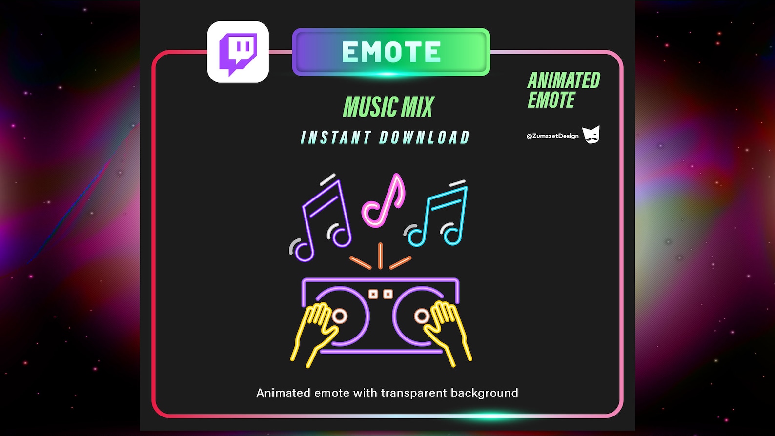 ANIMATED Neon Music Mixer Emote for Twitch, Streamer, Gaming, Streaming ...