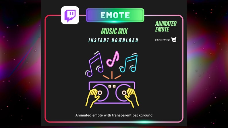 ANIMATED Neon Music Mixer Emote for Twitch, Streamer, Gaming, Streaming ...
