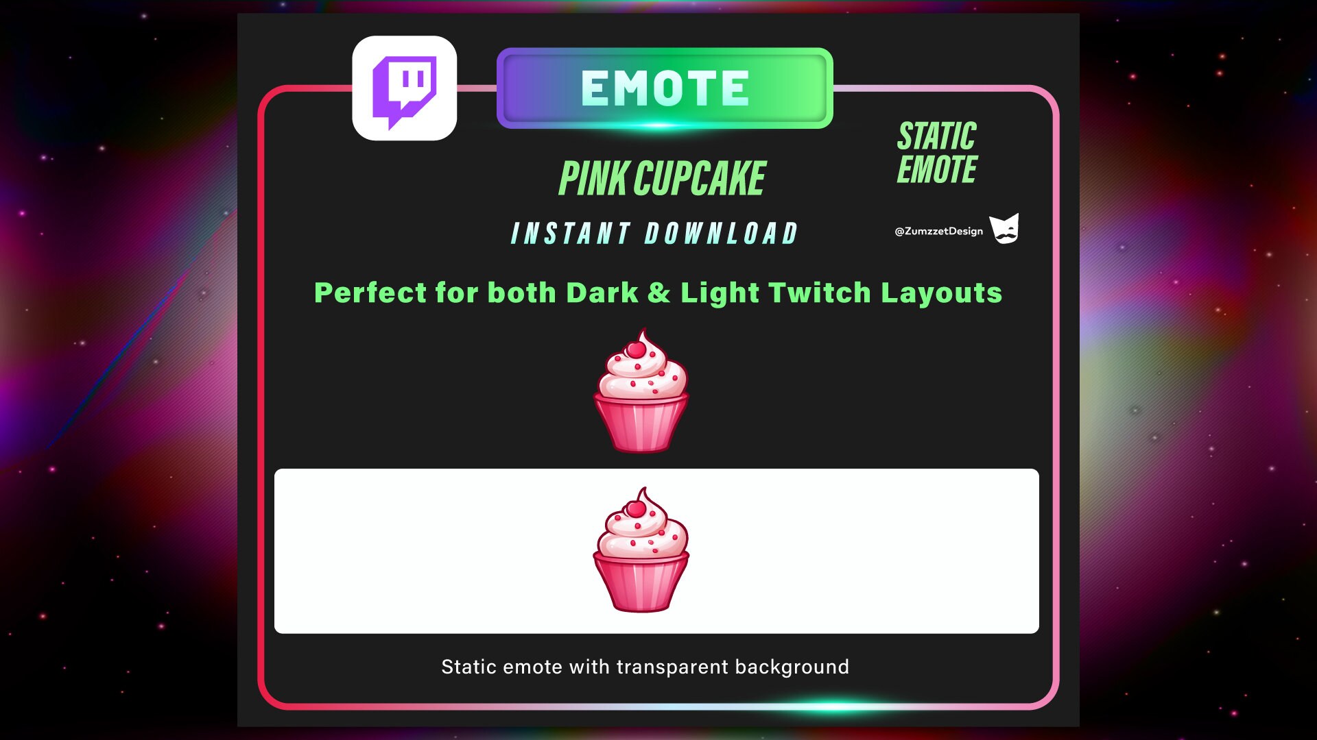 STATIC Pink Cupcake Emote Set for Twitch, Streamer, Gaming, Streaming ...