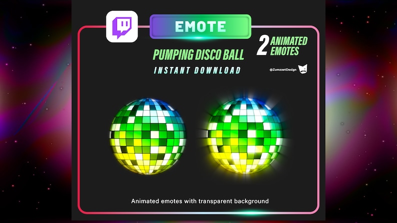 Animated Disco Ball Twitch Emote, Glowing Streamer Emote (digital File ...