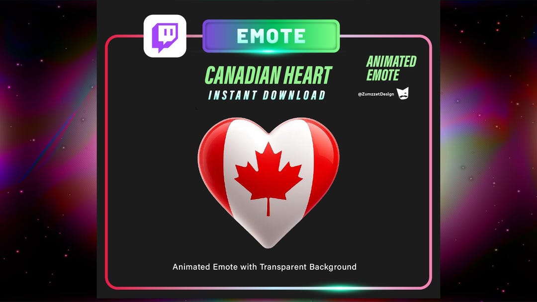 Animated Canadian Heart Flag Twitch Emote (digital Download 512px ...