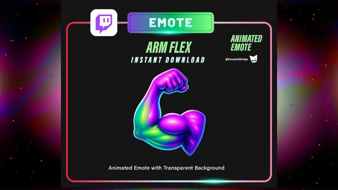 Animated Neon Arm Flex Emote for Twitch: Funny Muscle Stream Win ...