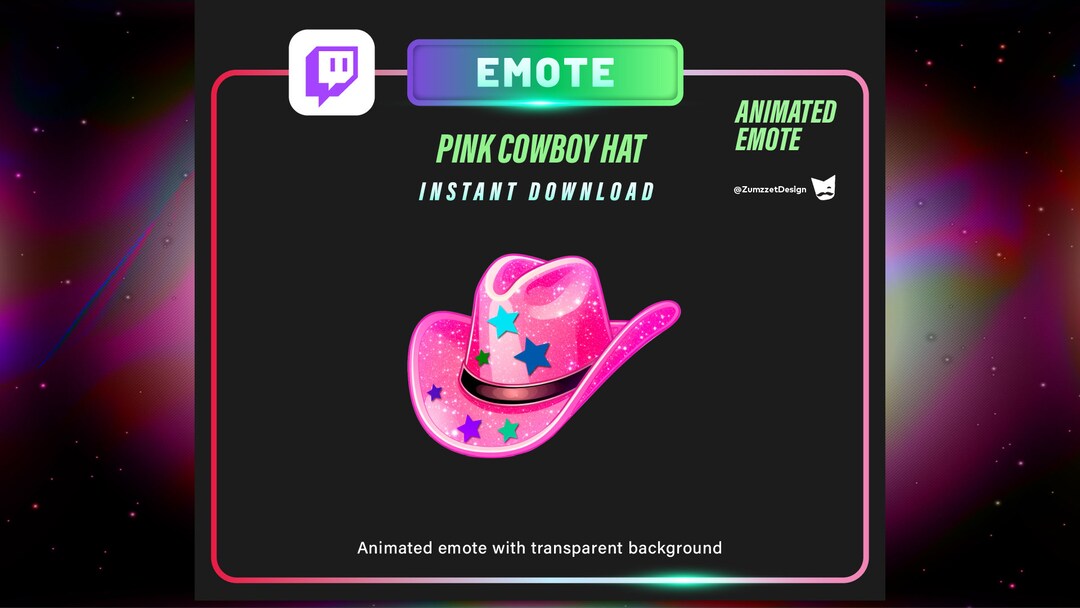 ANIMATED Pink Cowboy Cowboy Western Hat Emote for Twitch, Streamer ...