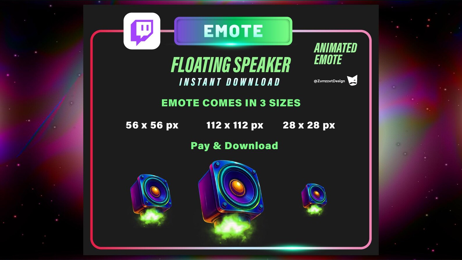 Animated Floating Speaker Emote: Twitch Streamer EDM Rave (digital ...