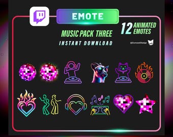 Animated Music Emotes: Rave Party Twitch Streamer Pack (digital ...