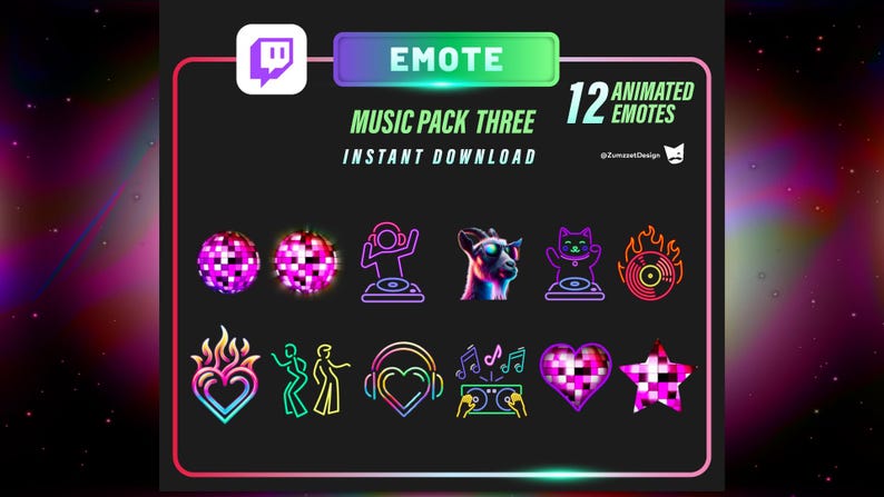 ANIMATED 12 Music Pack Emotes for Twitch, Streamer, Gaming, Streaming ...