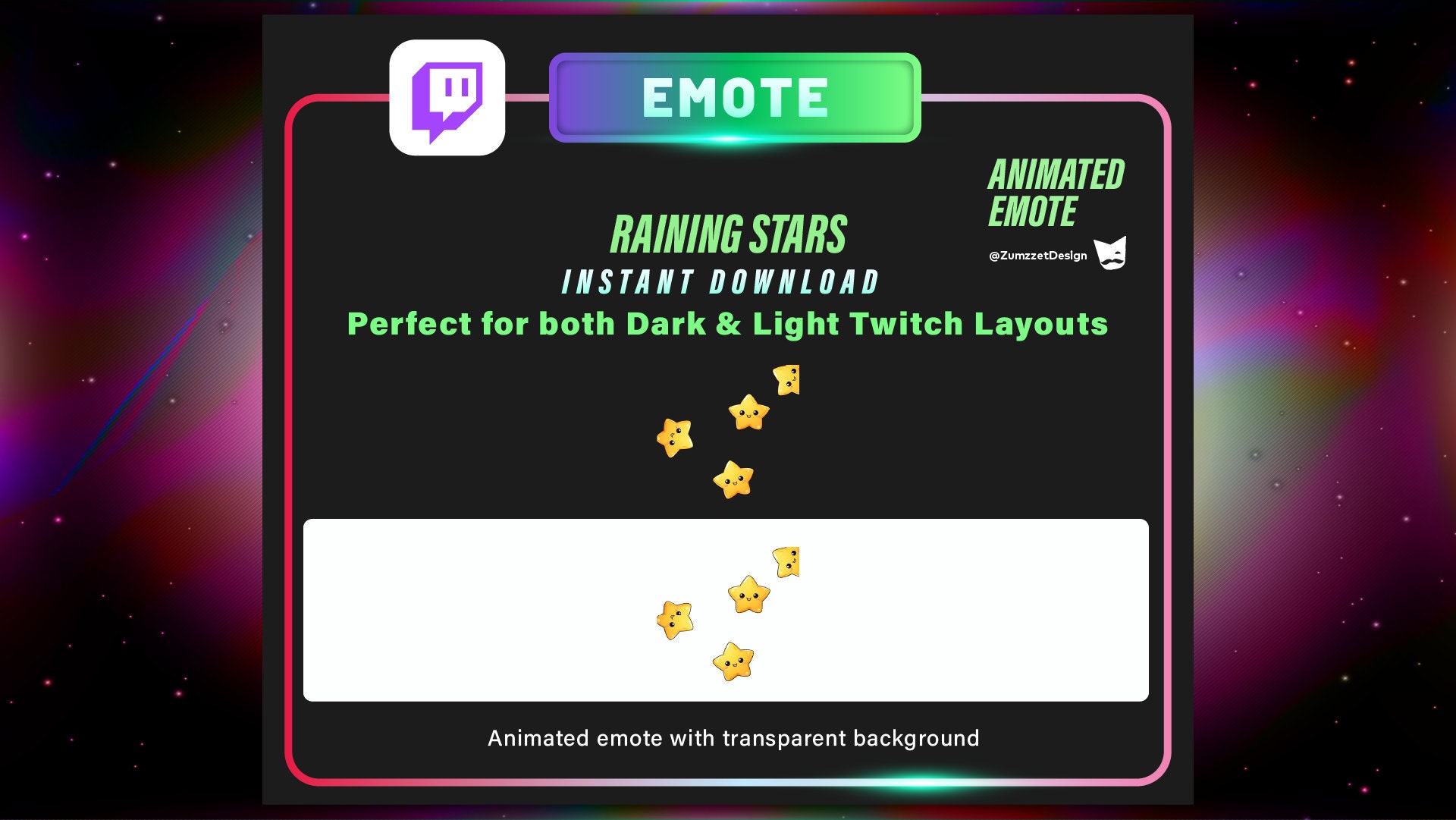 ANIMATED Raining Stars Emote for Twitch, Streamer, Cute Star Emote ...