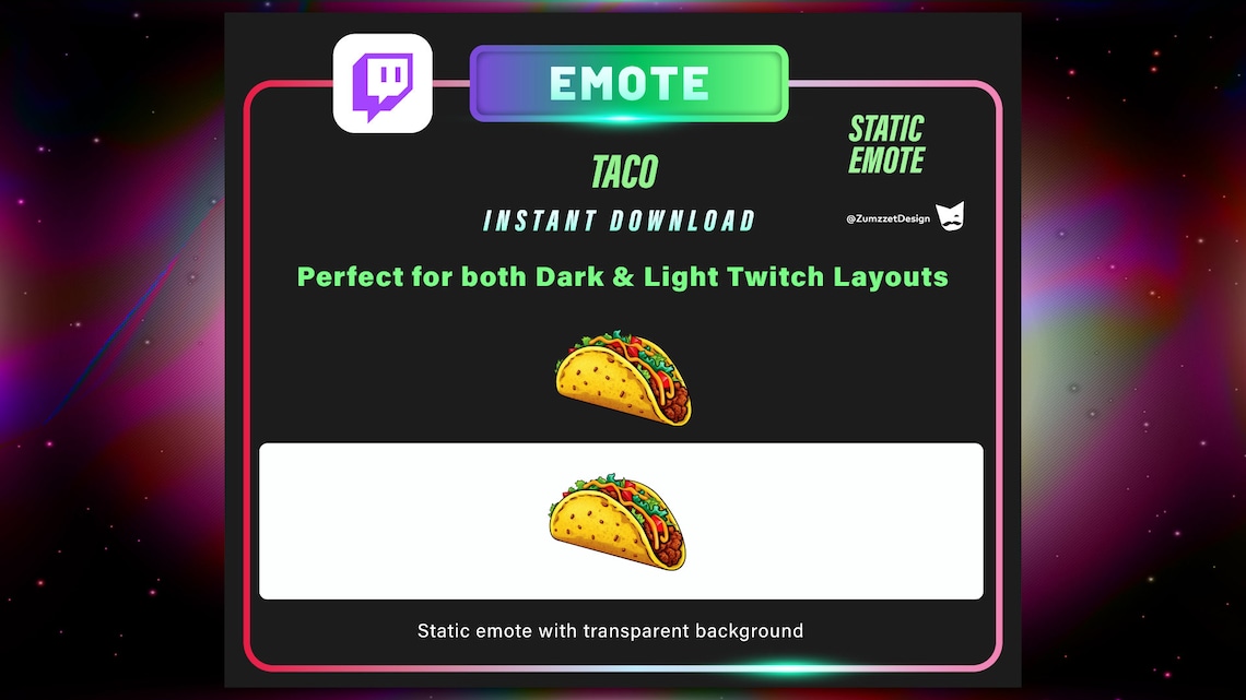 STATIC TACO Emote Set for Twitch, Streamer, Gaming, Streaming, Stream ...