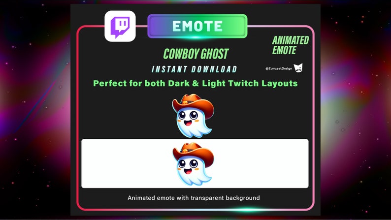 ANIMATED Cute Cowboy Hat Ghost Emote for Twitch, Streamer Emotes ...