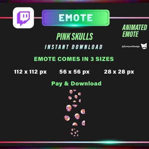 ANIMATED Skull Emote for Twitch, Streamer, Gaming, Streaming, Stream ...
