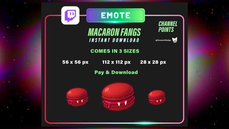 STATIC Macaron Fangs Emote and Channel Point for Twitch, Streamer ...
