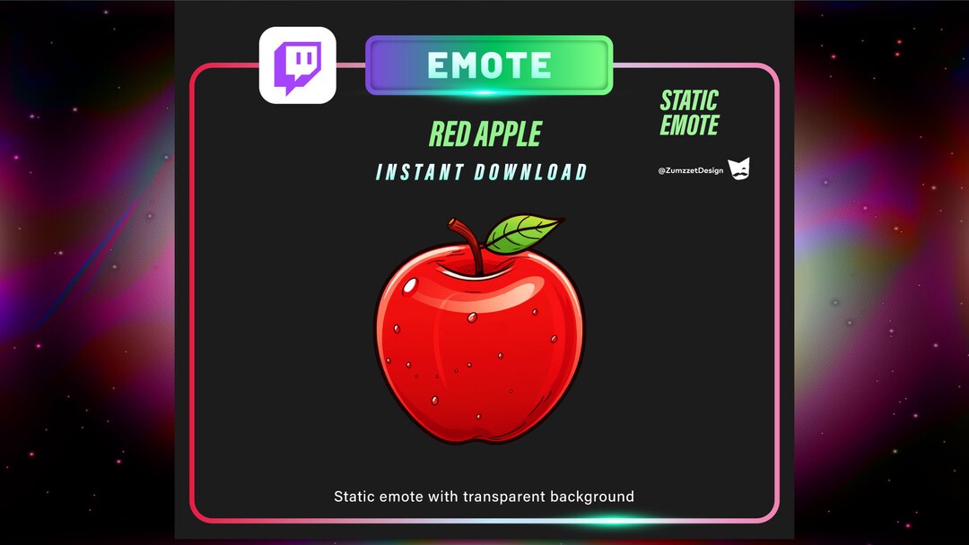STATIC RED APPLE Emote Set for Twitch, Streamer, Streaming, Stream ...