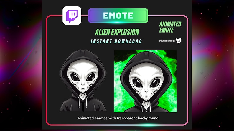 ANIMATED Alien Emote for Twitch, Streamer, Gaming, Streaming, Stream ...