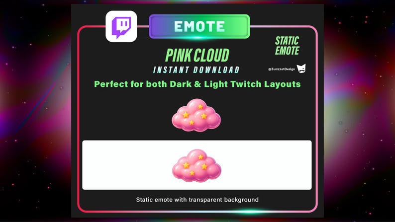 Pink Cloud Twitch Emote Set: Celestial Space Stream (digital Download ...