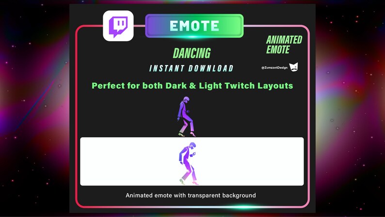 ANIMATED Neon Moonwalk Dancing Emote Set for Twitch, Streamer, Stream ...