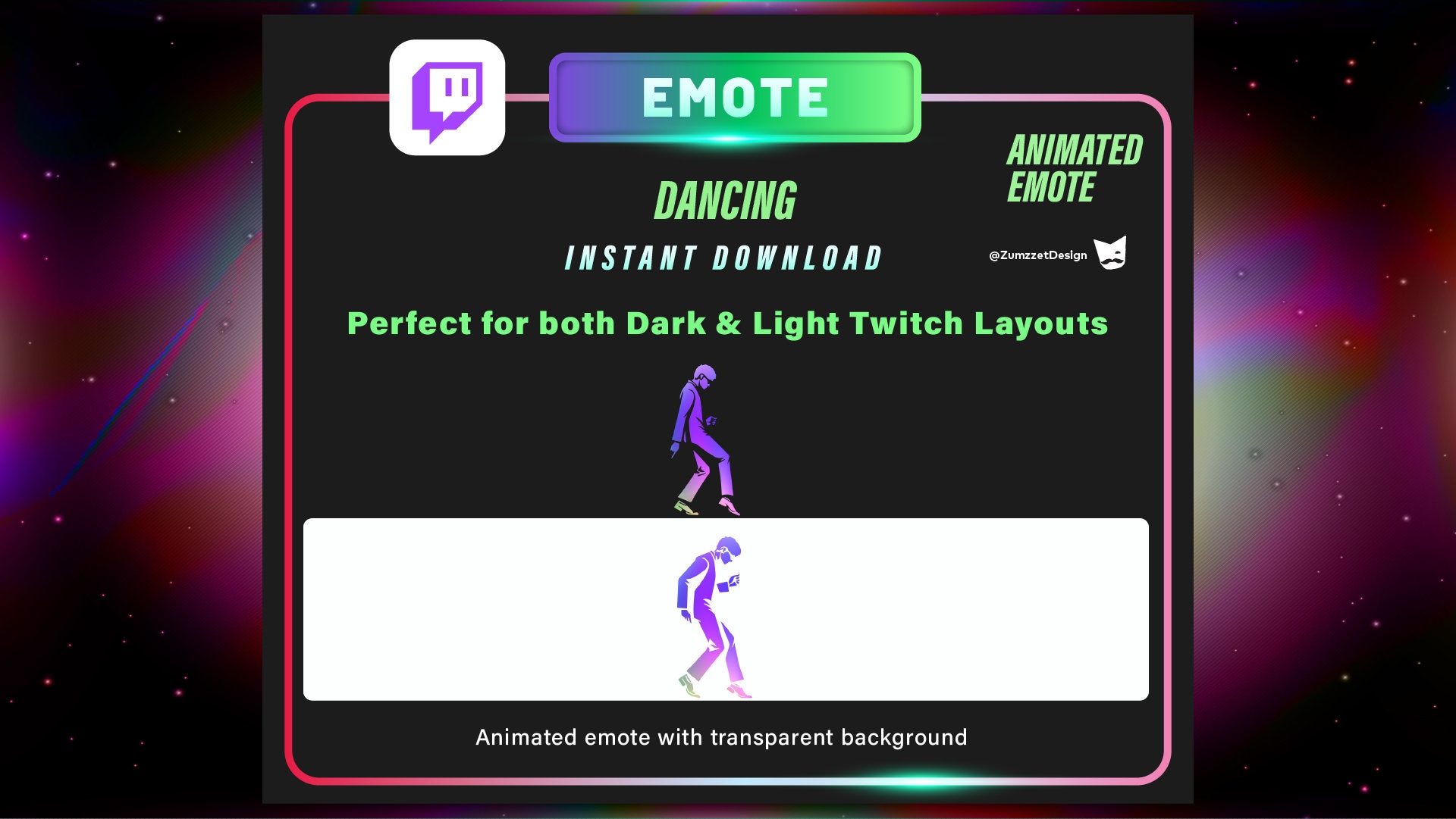 ANIMATED Neon Moonwalk Dancing Emote Set for Twitch, Streamer, Stream ...
