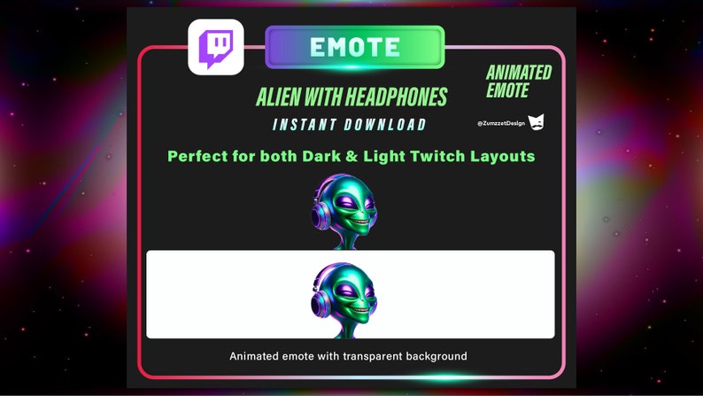 Animated Neon Alien DJ Emote for Twitch (digital File) - Etsy