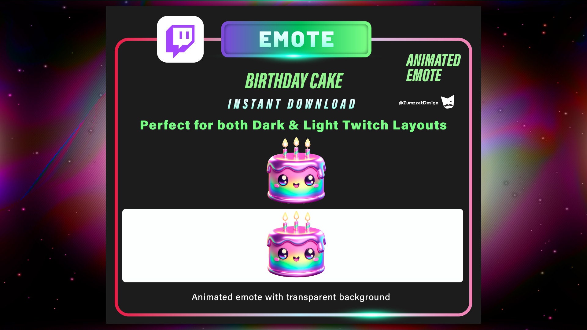 ANIMATED Pink Birthday Cake Emote for Twitch, Streamer, Gaming ...