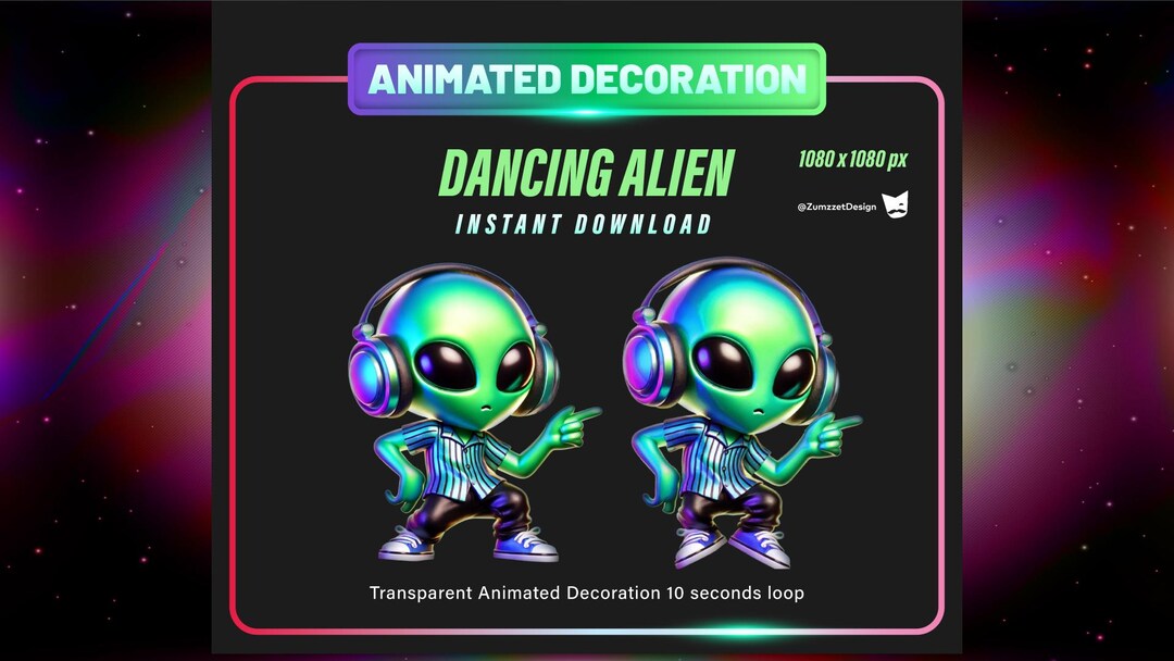 Animated Neon Rave Alien Stream Overlay (digital File) - Etsy