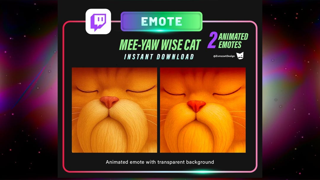 Animated Wise Monk Cat Twitch Emotes: Zen Streamer Pack (digital ...