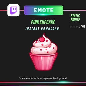 STATIC Pink Cupcake Emote Set for Twitch, Streamer, Gaming, Streaming ...