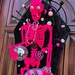 Skeleton Coffin, Flocked Skeleton, Halloween Door Swag, Door Decor ...